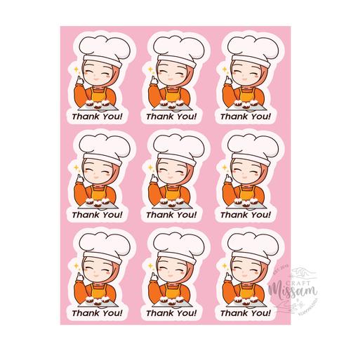 Jual 45 Pcs Thank You Sticker Koki Chef Hijab TY038 - Kab. Sleman ...