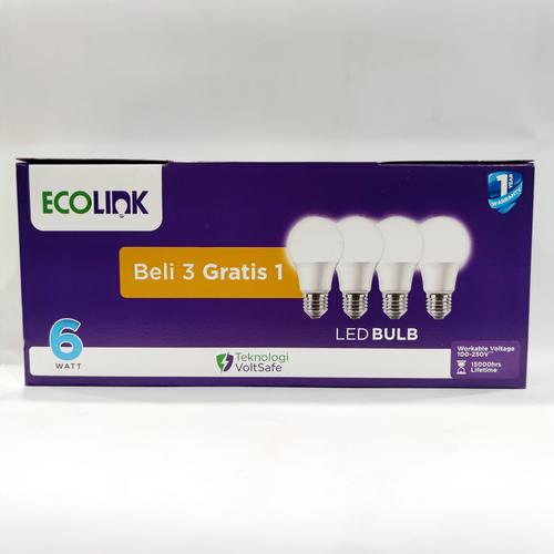 Jual EcoLink LedBulb MultiPack 6W Beli 3 Gratis 1 - Cool DayLight (Isi ...