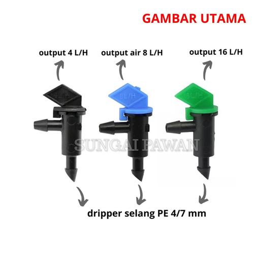 Jual dripper drip tetes air penyiram tanaman selang PE 4/7 mm irigasi ...