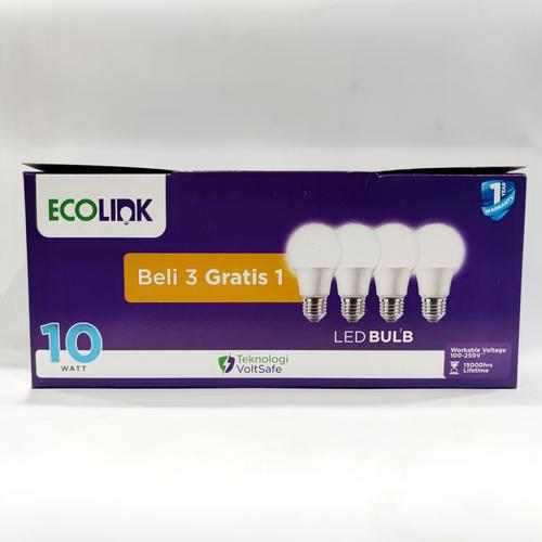 Jual EcoLink LedBulb MultiPack 10W Beli 3 Gratis 1 - Cool DayLight (Isi ...