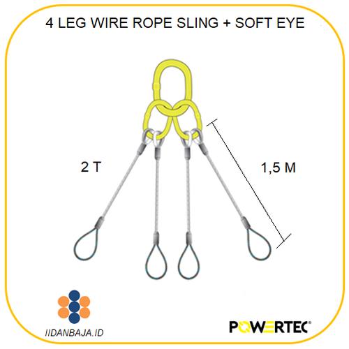 Jual 4 LEG WIRE ROPE SLING + SOFT EYE. 10 MM X 1,5 M X 2 TON - Kota ...