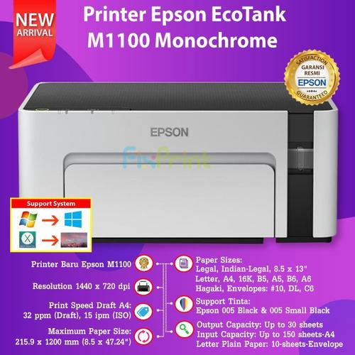 Jual Epson Printer Mono M1100 M 1100 Printer Pabrik Infus Garansi Resmi ...