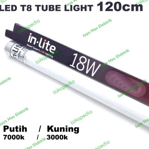 Jual Lampu TL T8 LED 18 Watt Putih/kuning Panjang 120cm IN-LITE INT8G008 - Putih, MERK SONLITE ...