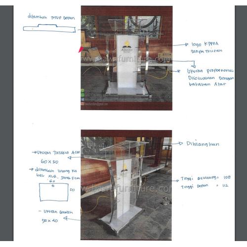 Jual Mimbar Gereja Minimalis Akrilik Putih Kombinasi Stainless Steel ...