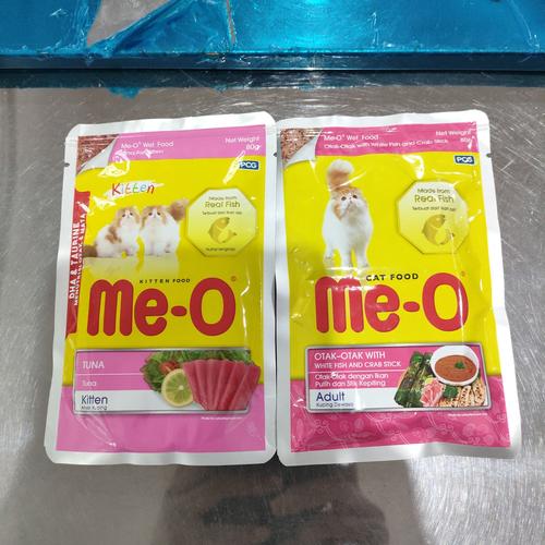 Jual meo pouch kitten /adult 80g wet foot cat food - pink adult otak ...