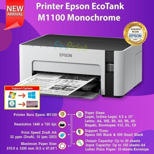 Jual Printer Epson Eco Tank M1100 Monochrome Printer Mono Tinta Pigment ...