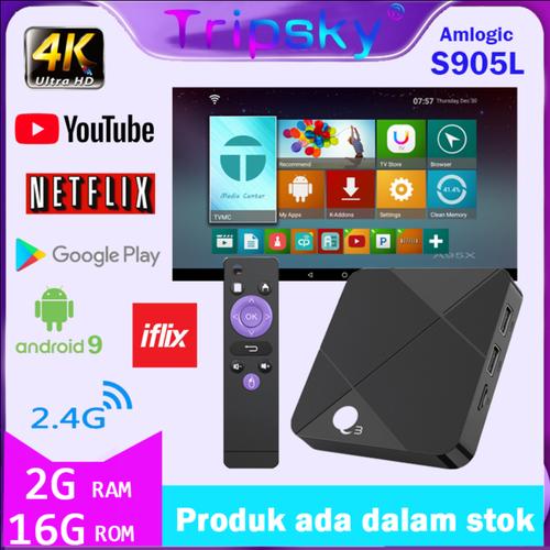 Promo Android Box Tv Ram 2GB 16GB Rom Q3 Android 9 STB Tv Box 4K Smart ...