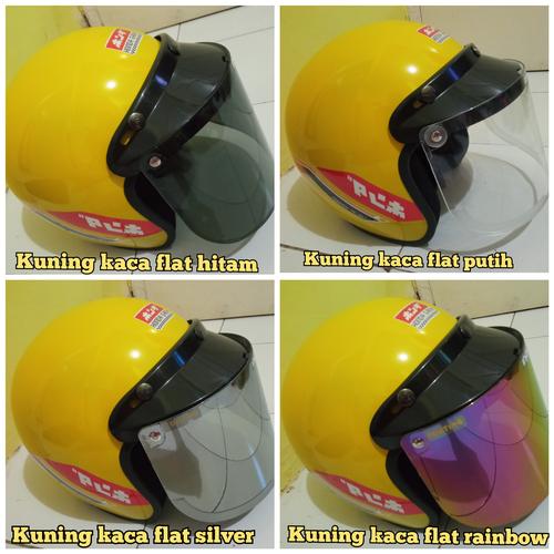 Jual helm viral honda gank kuning kaca flat injak original - Putih, M ...
