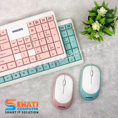 Jual KEYBOARD & MOUSE COMBO PHILIPS C314 WIRELESS - Biru Muda - Kota ...