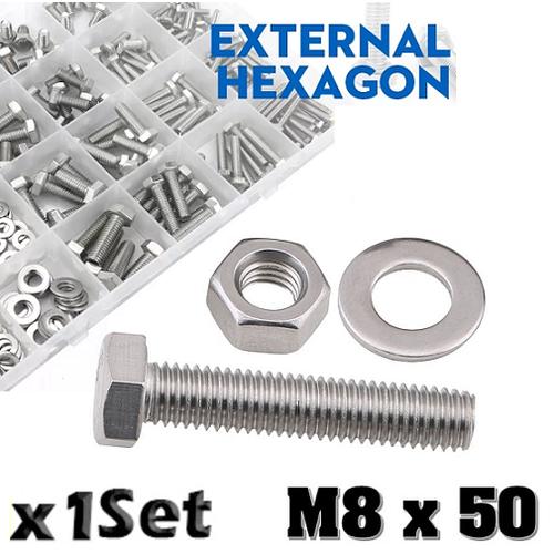 Jual Baut Mur M8 x 50 Hex Bolt Galvanis M8 8mm 1.25 Kunci Pas No 13 ...