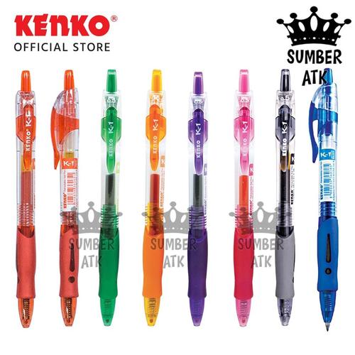 Jual Gel Pen K-1 K1 Kenko Retractable Hitam , Biru , Merah , Pink , Hijau , - Hitam - Jakarta ...