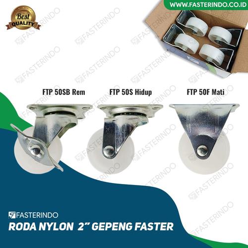 Jual FASTER- Roda Troli/Roda Etalase 2 inch gepeng nylon Hidup/Mati/Rem ...