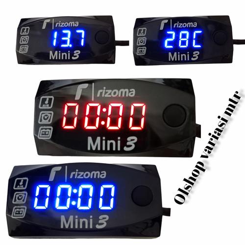 Jual volmeter Aki model mini 3 ukur suhu aki motor jam digital ...