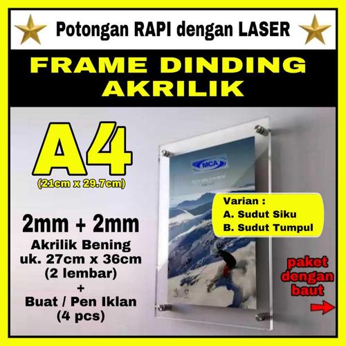 Jual FRAME AKRILIK A4 / BINGKAI POSTER AKRILIK A4 / Acrylic Frame - A ...