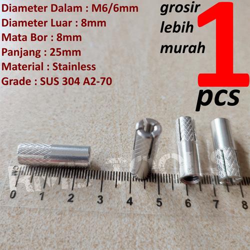 Jual M6 Dynaset Stainless 304 A2-70 M6 / Dinaset Drop In Anchor SS304 ...