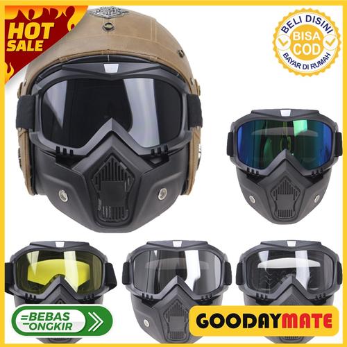 Jual Kacamata Goggle Masker Helm Retro Motor Goggle Mask Cross Set ...