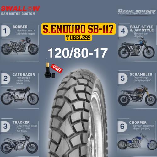 Jual BAN SWALLOW STREET ENDURO SB-117 120/80-17 TUBELESS BAN MOTOR ...