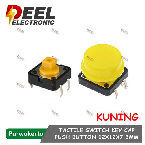 Jual TACTILE SWITCH KEY CAP YELLOW PUSH BUTTON 12X12X7.3MM SWITCH 12X12 ...