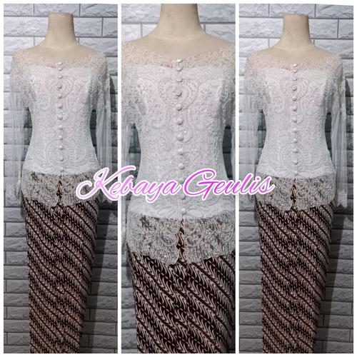 Jual set kebaya sabrina kebaya akad warna putih simpel +rok lereng ...
