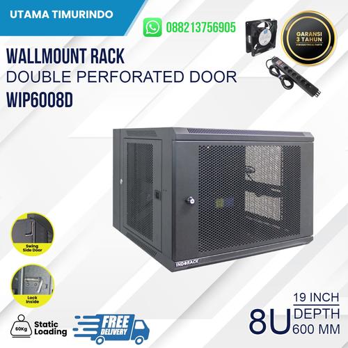 Jual Wallmount Rack INDORACK Perforated Door 8U Depth 600mm WIP6008D ...