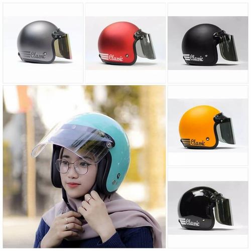 Jual HELM BOGO CLASSIC GARIS RETRO MOTOR DEWASA SNI - HELM SAJA, Abu ...
