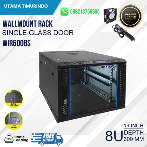 Jual Rack Server Wallmount 8U INDORACK WIR6008S Depth 600MM Single Door ...