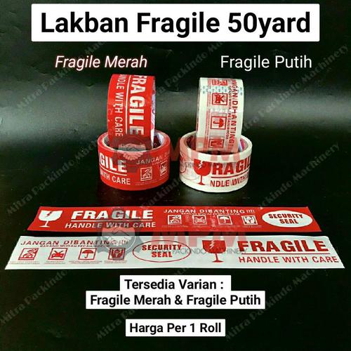 Jual Lakban FRAGILE warna PUTIH / Selotip FRAGILE - F Merah 90y KSA ...