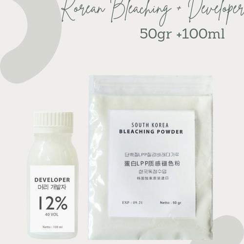 Jual Korean Bleach Powder 50gr + Developer 100ml Bubuk Bleaching - Set ...