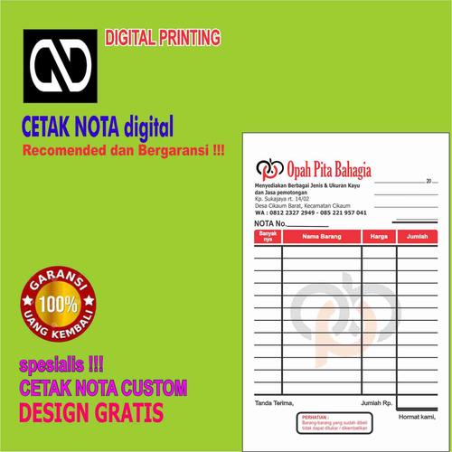 Jual Cetak Nota Custom 1/4F 2 Ply (full warna 4 buku) - Kota Tangerang ...