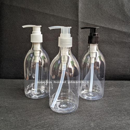 Jual Botol Pump 300ml Sabun Cair Bening Pet Plastik/Botol kosong Pump 300ml - tutup bening ...
