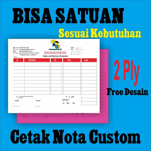 Jual Cetak Nota Bon Faktur BISA SATUAN 2 Ply Rangkap - 1/4 Folio - Kab ...
