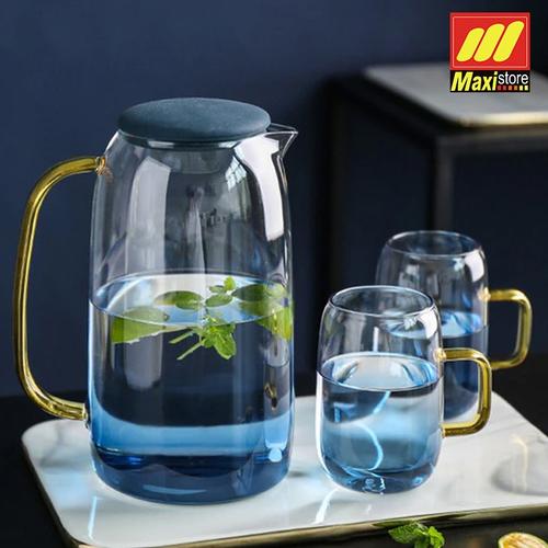Jual Pitcher Kaca Water Jug Tea Pot Biru Tahan Panas Dingin - Maxistore ...