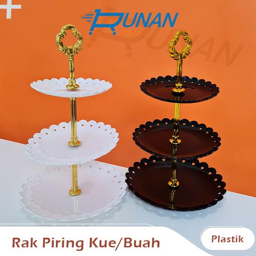 Jual Rak Piring Penyaji Kue Buah - Rak Susun 3 Cake Tier Tempat Kue Pesta - Hitam - Jakarta ...
