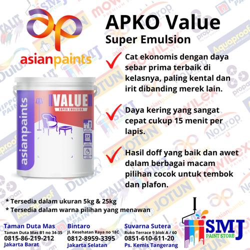 Jual CAT TEMBOK INTERIOR APKO VALUE SUPER EMULSION 5 KG - SW21 - Jakarta Selatan - SMJ Bintaro ...