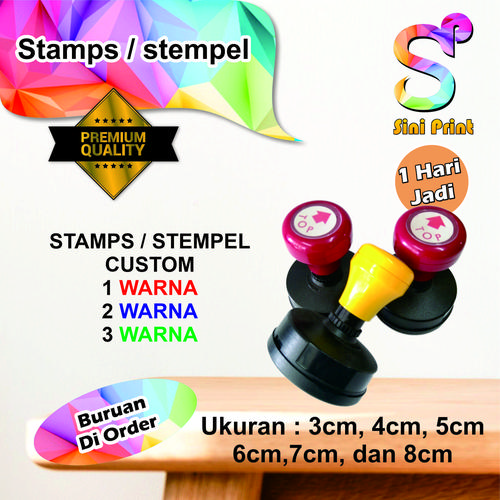 Jual Stampel Custom / Stampel Bulat / Stampel Persegi Panjang - 1 warna ...