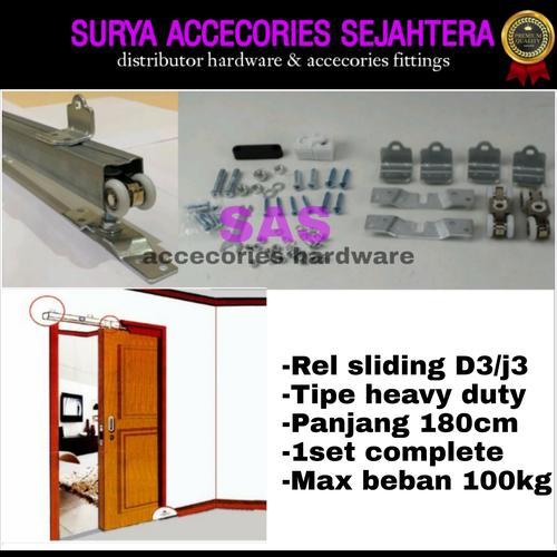 Jual rel pintu geser sliding heavy duty j3/d3 180cm rel pintu gantung 1 ...