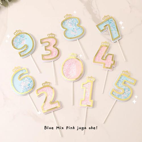 Jual Topper Kue Ultah Angka 0-9 Mote Mote / Cake Topper Papper / Hiasan ...