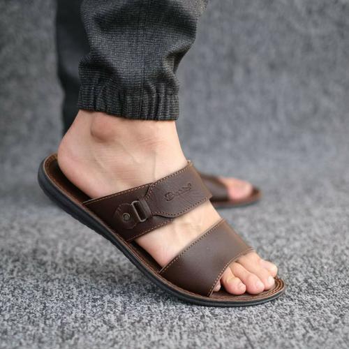 Jual Sandal Pria Casual Kulit Asli Original Barlin 002 Brown Sendal ...