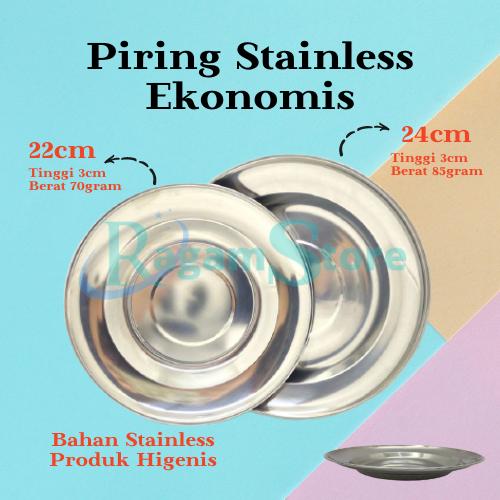 Jual Piring Makan Stainless Bulat Tebal Ekonomis Ukuran 22cm / 24cm ...