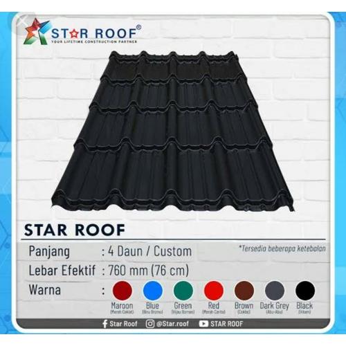 Jual Genteng Seng Starroof / Hokistar / Classic 4 Daun Hitam Kilat 0.40 ...