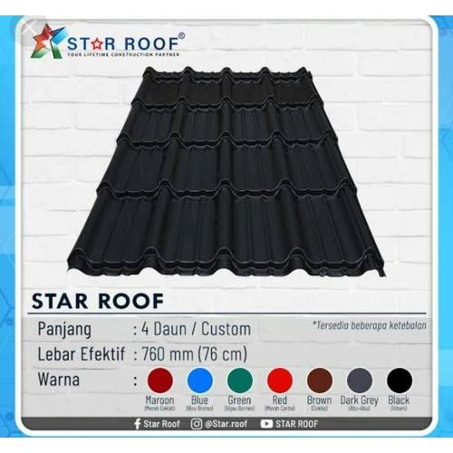 Jual Genteng Seng Starroof / Hokistar / Classic 4 Daun Hitam Kilat 0.35 ...