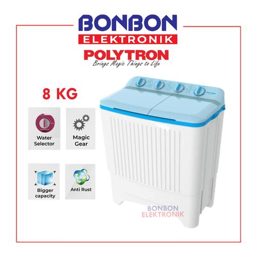 Promo Polytron Mesin Cuci 2 Tabung 8KG PWM-8073B / PWM 8073 B / PWM8073 ...