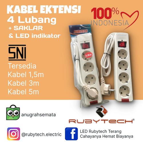 Jual Kabel Ekstensi 4 lubang kabel 1,5M Kualitas Bagus merk Rubytech ...