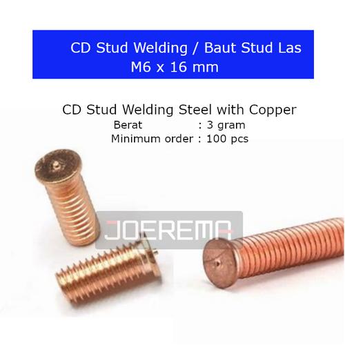 Jual Baut Stud Las / CD Welding Stud Steel and Copper M6 x 16 mm ...