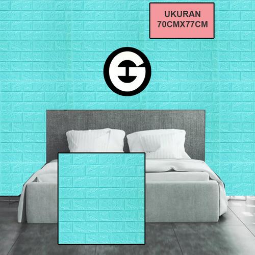 Jual WA Wallpaper Foam Bata Warna Biru Tosca Premium Wallpaper - 70cm x ...