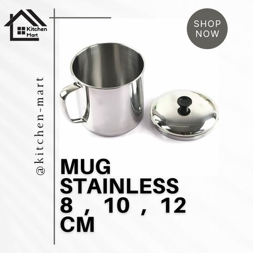 Jual Mug Stainless Steel 8 Cm + Tutup Muk Gelas Cangkir Anti Karat ...