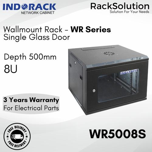 Jual WR5008S INDORACK WALLMOUNT RACK SERVER 500MM 8U SINGLE GLASS DOOR ...