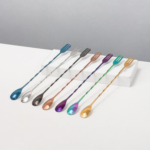 Jual Cocktail Spoon Fork Sendok Ulir Double Bartender Sendok Mixer ...