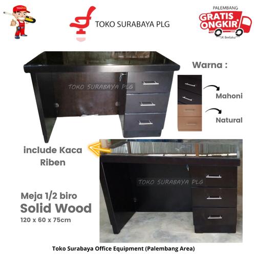 Jual Meja Direktur Meja Kerja Pimpinan Meja Kantor Kayu 1/2 Biro Solid ...