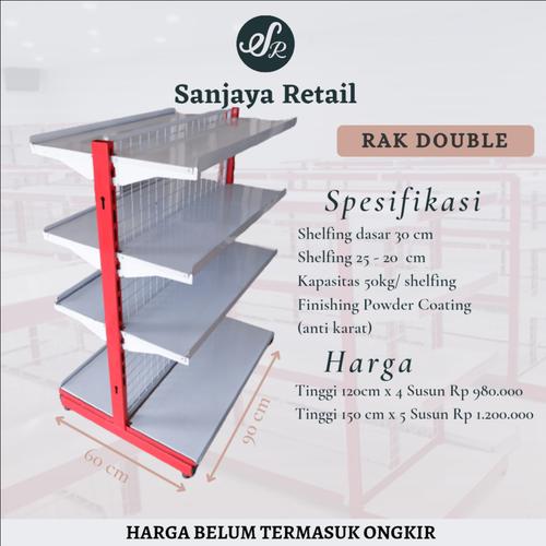Jual RAK MINIMARKET- RAK DOUBLE PANJANG 90CM - Tingggi 120Cm - Kab ...